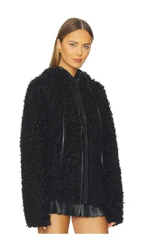 Norma Kamali Oversized Raglan Sleeve Zip Front Hooded Jacket
