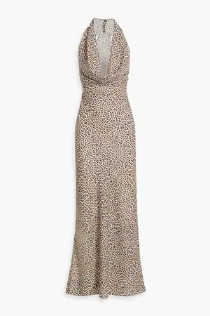 Norma Kamali Draped Leopard-print Gown