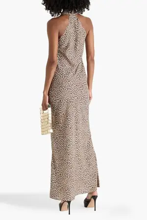 Norma Kamali Draped Leopard-print Gown