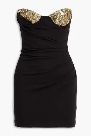 AREA Strapless Embellished Mini Dress