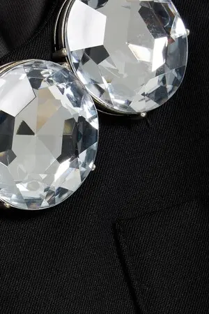 AREA Cropped Embellished Wool-twill Blazer