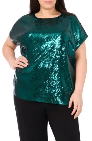 Halogen Sequin Cap-sleeve Top - June Bug