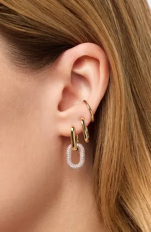 ANA LUISA Ash Double Pavé Hoop Earrings