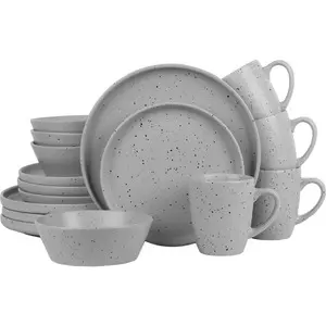 STONE + LAIN Jade Stoneware 16-piece Dinnerware Set - Light Gray