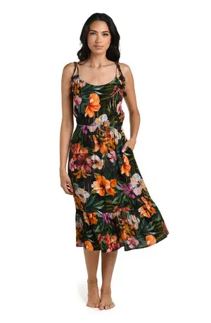 La Blanca Tie Strap Cover-up Midi Dress