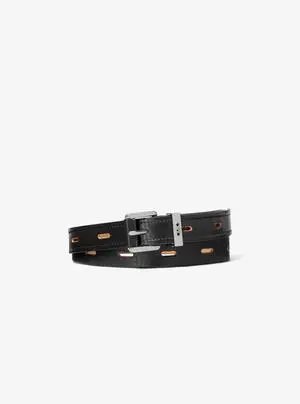 Michael Kors Cutout Leather Belt - Silver