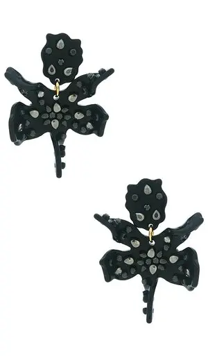 Lele Sadoughi Small Paper Lily Dangle Earrings - Black