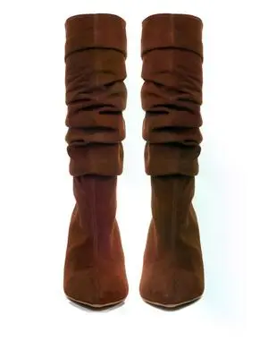 GINISSIMA 65mm Ruched Boots - Brown