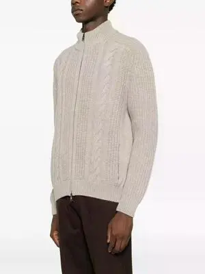 Tagliatore Zip-up Cable Knit Cardigan