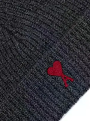AMI Paris Logo-embroidered Ribbed-knit Beanie
