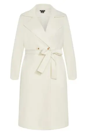 City Chic Tie Waist Double-breasted Coat