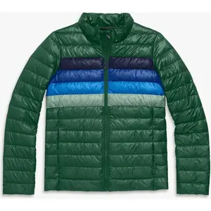 PRIMARY Striped Puffer Jacket - Evergreen Placed Stripe