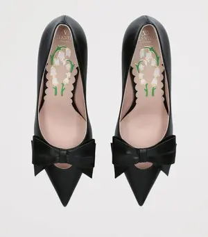Valentino Garavani Bowow 65 Leather Pumps - Black