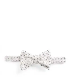Isaia Silk Tuxedo Bow Tie - White