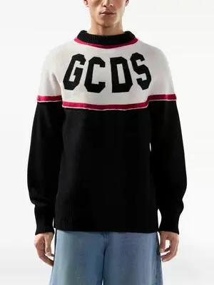 Gcds Logo-intarsia Sweater - Black