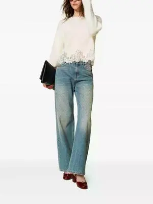 TWINSET Rhinestone-embellished Straight Leg Jeans