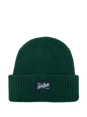 MC2 SAINT BARTH Ribbed Beanie With Logo Appliqu - Green