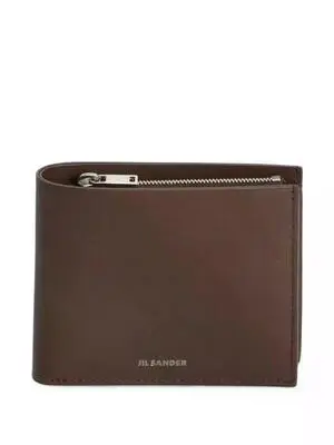 JIL SANDER Embossed Zipped Leather Wallet - Brown