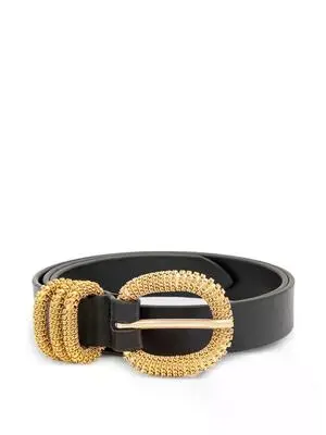 ORTIGNI Chain Triple Loop Leather Belt - Black