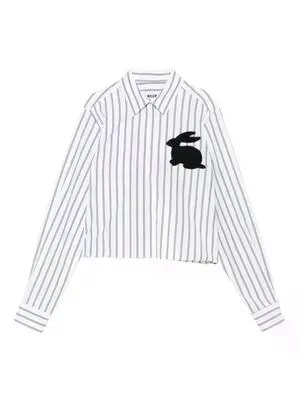 MSGM Striped Shirt With Rabbit Appliqu - White