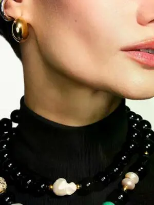 OBSIDIAN Beaded Pearl Necklace