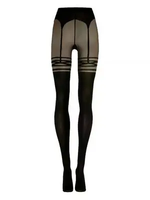 Wolford Suspender Patterned Tights - Black