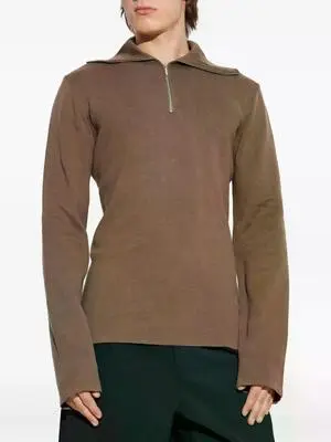 ENTIRE STUDIOS Zip-up Collared Sweater - Brown