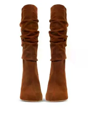 GINISSIMA 95mm Ruched Suede Boots