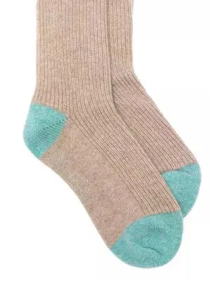 Guest In Residence Ribbed Colour-block Socks - Brown