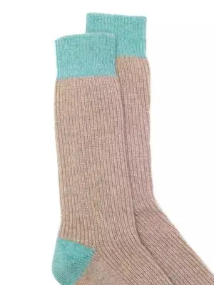 Guest In Residence Ribbed Colour-block Socks - Brown