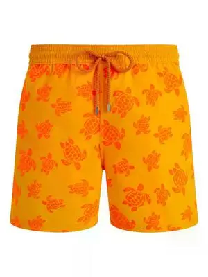 Vilebrequin Turtle-print Drawstring Swim Shorts - Orange
