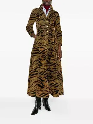 GANNI Tiger-print Button-up Maxi Dress
