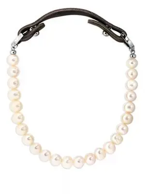 OBSIDIAN Pearl And Leather Necklace - White