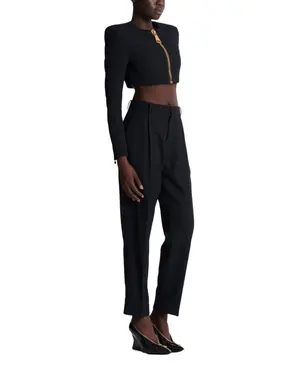 Balmain Cropped Jacket In Grain De Poudre Wool
