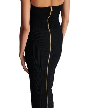 Balmain Long Strapless Knit Dress