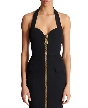 Balmain Bustier Top In Grain De Poudre Wool