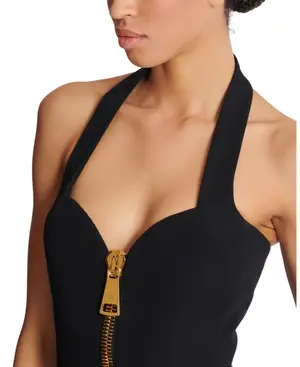 Balmain Bustier Top In Grain De Poudre Wool