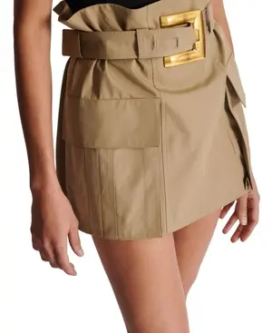 Balmain High-waisted Gabardine Mini Skirt