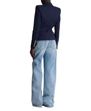 Balmain Fitted Six-button Wool Jacket - Navy