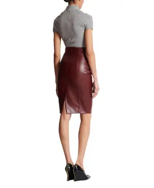 Balmain Lambskin Leather Pencil Skirt