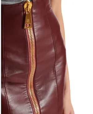 Balmain Lambskin Leather Pencil Skirt