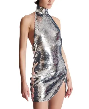 Balmain Sequin Halterneck Mini Dress