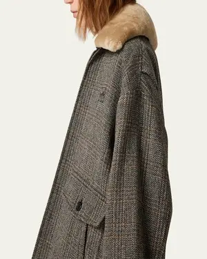 Miu Miu Shearling-collar Wool Tweed Bomber Jacket