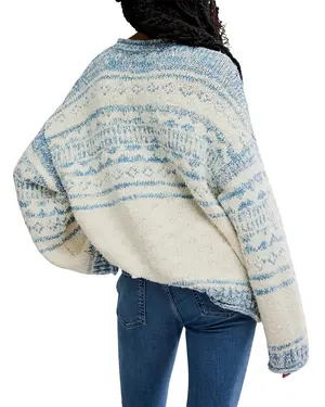 Free People Dani Printed Sweater - Cloud Comb