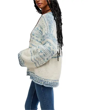 Free People Dani Printed Sweater - Cloud Comb