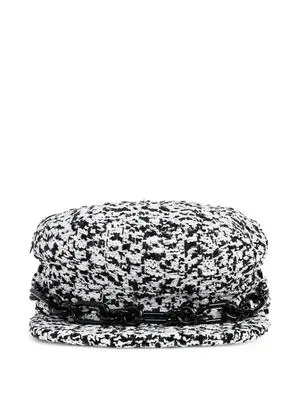 Balmain Chain-detail Tweed Beret - Grey