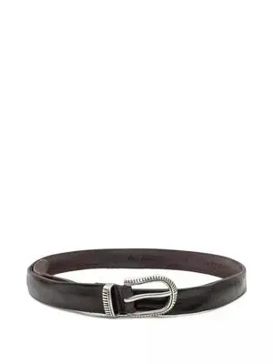 ORTIGNI Engraved Leather Belt - Brown