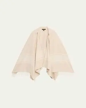 Loro Piana Daisy Cashmere Fringed Scarf Cape - Medium Beige