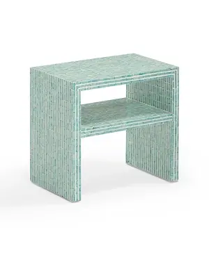 TOV FURNITURE Derry Capiz Shell Nightstand - Blue