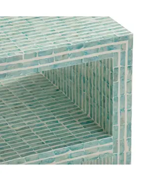 TOV FURNITURE Derry Capiz Shell Nightstand - Blue